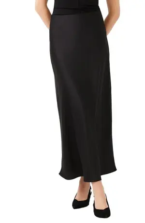 Karen Kane Bias Cut Satin Midi Skirt - Black