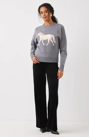 Karen Kane Equestrian Jacquard Crewneck Sweater