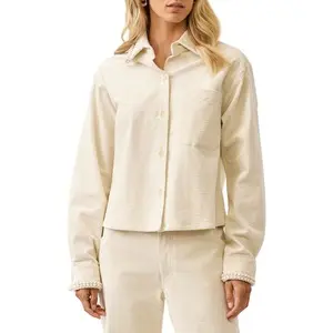 Karen Kane Pearly Embellished Corduroy Shirtjacket - Bone