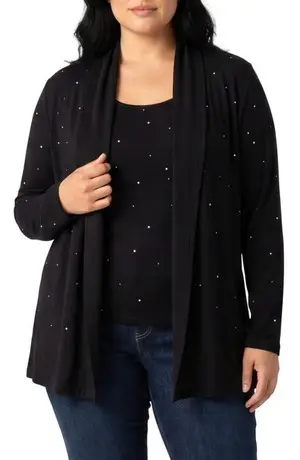 Karen Kane Embellished Draped Cardigan - Black