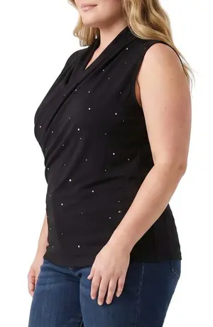 Karen Kane Embellished Crossover Jersey Top