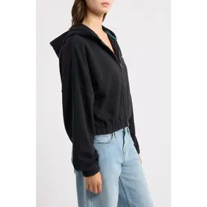 IETS FRANS Bubble Hem Full Zip Hoodie - Black