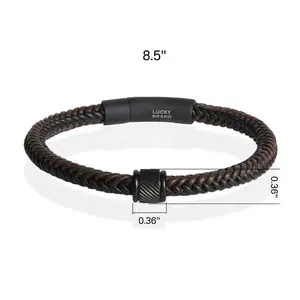 Lucky Brand And Black Braided Leather Bracelet For