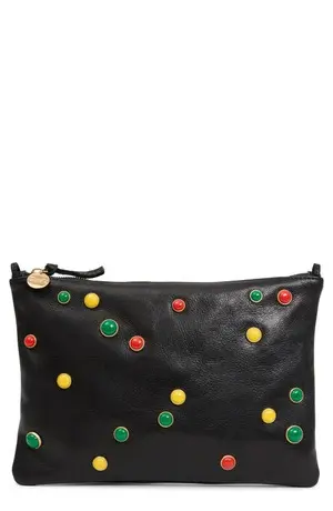 Clare V. Flat Leather Clutch - Black
