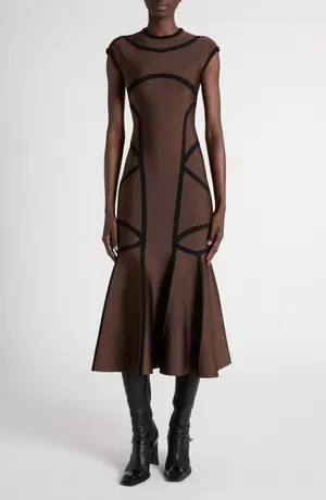 Alexander McQueen Volume Midi Dress - Brown/black