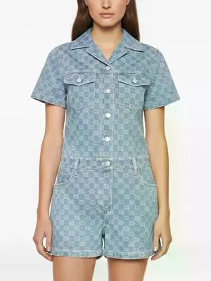 Gucci Gg Monogram Denim Playsuit