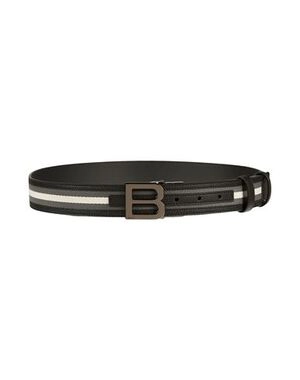 Bally Belt Brick Size Leather, Textile Fibers - Black