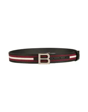 Bally Belt Brick Size Leather, Textile Fibers - Red