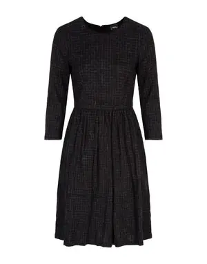 Aspesi Midi Dress Charcoal Size Virgin Wool, Linen