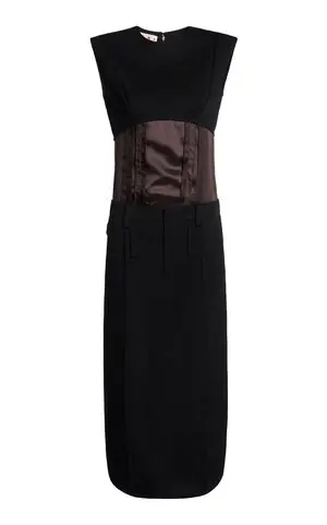 Marni Belted Wool Midi Dress
