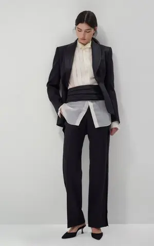 LEIN Harris Wool-blend Tuxedo Shirt - Ivory