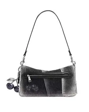 COACH Tabby Shoulder Bag 26 With Patchwork And Cherry Charm 'silver Black