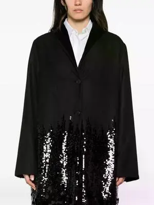 COLLECTION PRIVEE? Sequin-embellished Shawl-collar Coat