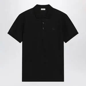 Burberry Slim Polo Shirt In Pique Cotton - Black