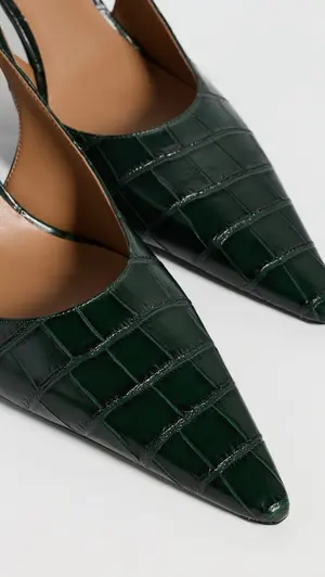 Stella McCartney Croc-embossed Faux Leather Cone-heel Slingback Pumps