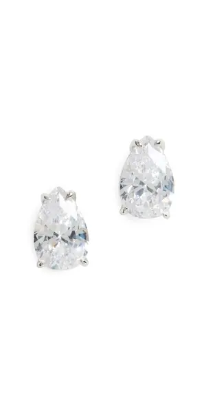 Shashi Pear Diamond Stud Earrings - Silver