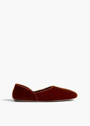 Khaite Jane Flat In Velvet - Rust