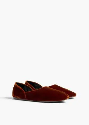 Khaite Jane Flat In Velvet - Rust