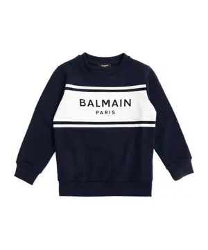 Balmain キッズ ロゴ プリント クルーネック スウェットシャツ - Black