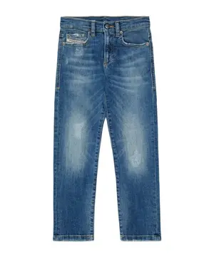 DIESEL® ディーゼル キッズ ディストレスト ストレートレッグ ジーンズ - Medium Blue