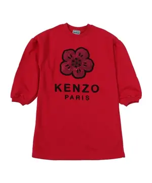 Kenzo ケンゾー キッズ ラウンドネック フラワーモチーフ ドレス - Red
