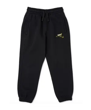 Off-White オフホワイト キッズ ロゴプリント ドローストリング トラウザーズ - Black