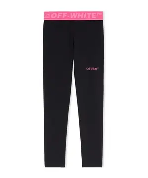 Off-White オフホワイト キッズ ロゴ ウエストバンド ストレートヘム レギンス - Black