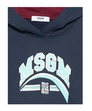 MSGM キッズ ロゴプリント ドローストリングヘム パーカー