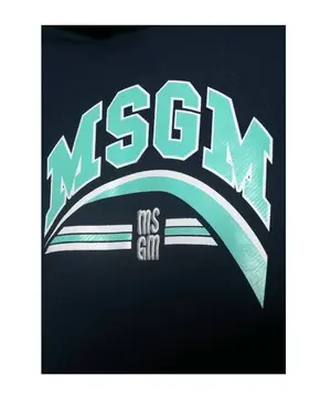 MSGM キッズ ロゴプリント ドローストリングヘム パーカー