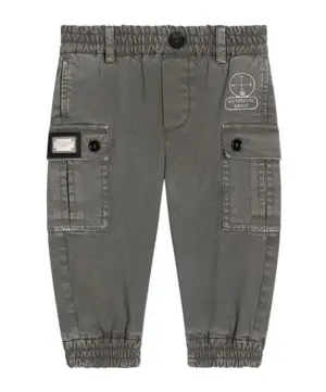 Dolce & Gabbana ドルチェガッバーナ キッズ ロゴパッチ カーゴパンツ - Grey