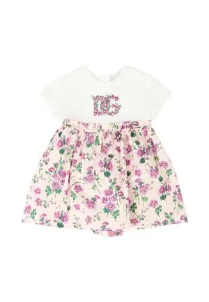 Dolce & Gabbana ドルチェガッバーナ キッズ フローラルプリント クルーネックドレス - Pink