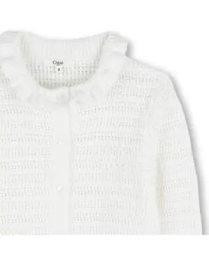 Chloé クロエ キッズ ラッフルトリム ニットカーディガン
