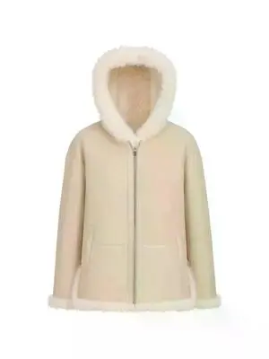 LA ROSE Reversible Hooded Shearling Jacket - Neutrals