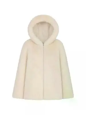 LA ROSE Reversible Hooded Shearling Jacket