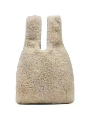 Simone Rocha Mini Crystal-embellished Faux-shearling Tote Bag - Neutrals