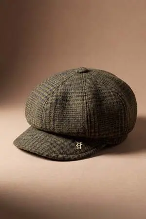 Holland Cooper Gatsby Tweed Cap Prince Of Wales - Forest