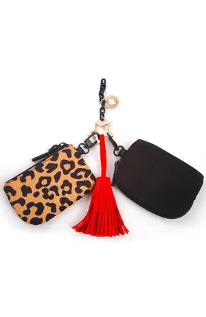CAMPO MARZIO ROMA 1933 Bag Charm Set With Pouch Key Chain Decorative Accessory Black