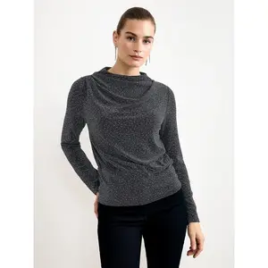 PHASE EIGHT Frosty Sparkle Cowl Neck Top - Silver