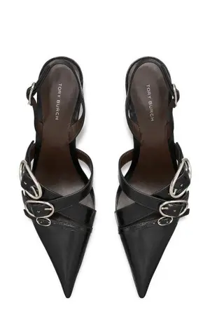 Tory Burch Multi Buckle Leather Slingback Pump