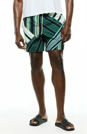 Psycho Bunny Drew All Over Print Swim Trunks - Pine Needle
