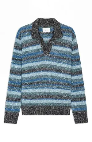 Nn07 Erling Striped Polo Sweater