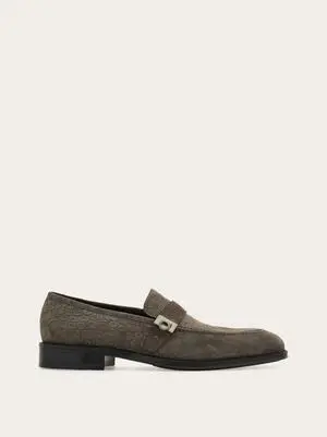 FERRAGAMO Loafer With Hug Buckle - Grey