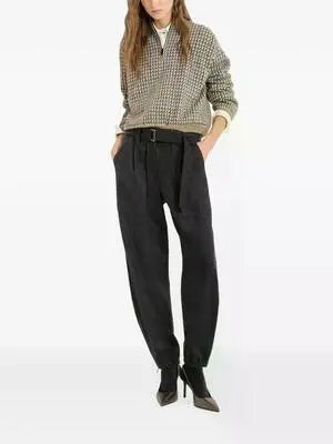 Brunello Cucinelli Virgin Wool And Cashmere Twill Flannel Loose Cargo Trousers With Monili - Grey