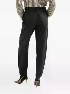 Brunello Cucinelli Virgin Wool And Cashmere Twill Flannel Loose Cargo Trousers With Monili - Grey
