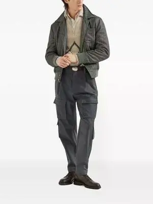 Brunello Cucinelli Cashmere Sweater With Argyle Intarsia And Half Zip