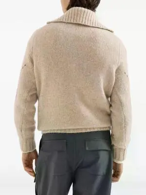 Brunello Cucinelli Cashmere Sweater With Argyle Intarsia And Half Zip