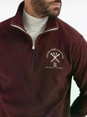 Brunello Cucinelli Techno Cashmere And Cotton Sweatshirt With Half Zip