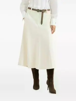 Brunello Cucinelli Comfort Virgin-wool Gabardine Flute Skirt With Monili