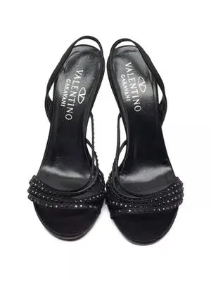 Valentino Garavani Crystal-embellished Slingback Sandals - Black