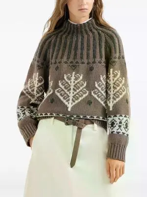 Brunello Cucinelli Cashmere-and-mohair Nordic-heritage High-neck Sweater